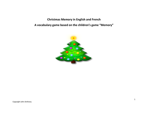 Christmas Memory Game English/ French | Teaching Resources