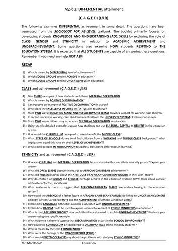 GCSE Sociology (AQA): Pick up and go... | Teaching Resources