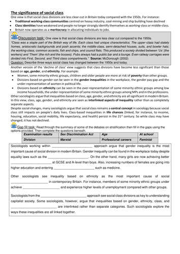 GCSE Sociology (AQA): Social Inequality (Social Stratification ...
