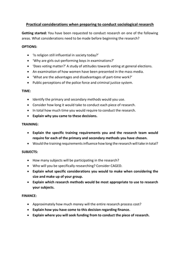 GCSE Sociology (AQA): Research Methods | Teaching Resources