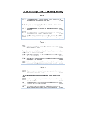 GCSE Sociology (AQA): Research Methods | Teaching Resources