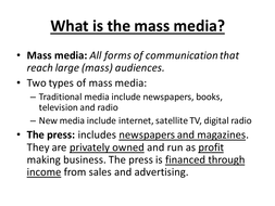 GCSE Sociology (AQA): Mass Media | Teaching Resources