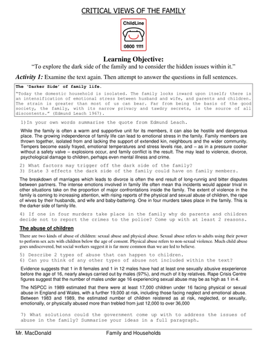 GCSE Sociology (AQA): Family | Teaching Resources