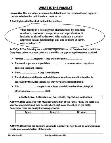 GCSE Sociology (AQA): Family | Teaching Resources