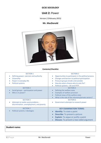 GCSE Sociology (AQA): Power (Social Stratification) | Teaching Resources