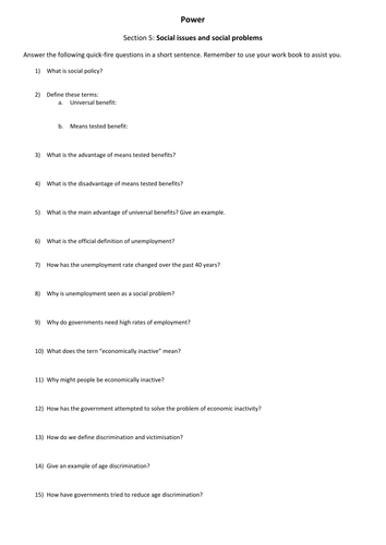 GCSE Sociology (AQA): Power (Social Stratification) | Teaching Resources