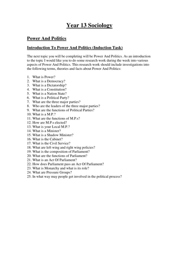 GCSE Sociology (AQA): Power (Social Stratification) | Teaching Resources