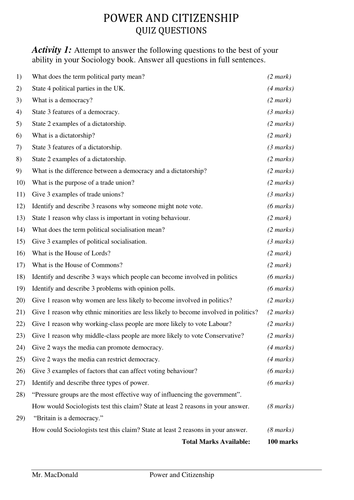 GCSE Sociology (AQA): Power (Social Stratification) | Teaching Resources