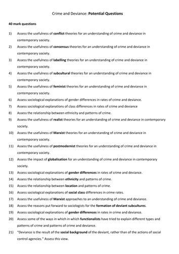 A-level Sociology (OCR / AQA): Crime and Deviance | Teaching Resources