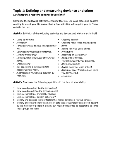 A-level Sociology (OCR / AQA): Crime and Deviance | Teaching Resources