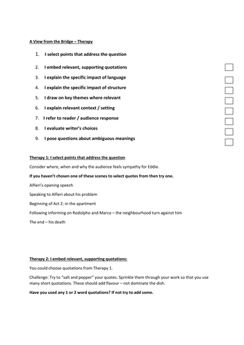 "A View from the Bridge" unit of work and activities to support pupils ...