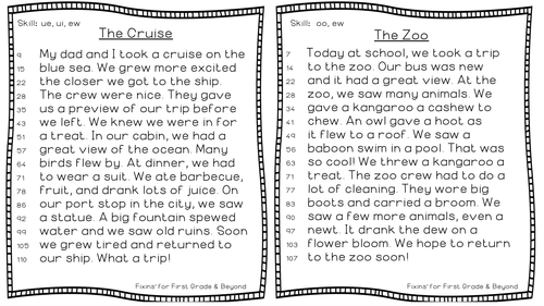 FF&B's NO FRILLS ORIGINAL Decodable Reader STORIES - ew, oo, ui, ue ...