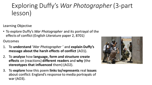 Power and Conflict Poetry - Duffy's War Photgrapher | Teaching Resources