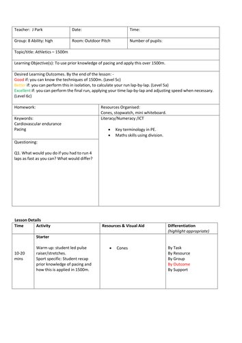 Year 8 (Y8) Athletics Unit of Work | Teaching Resources