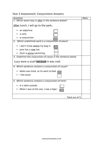 Year 3 SPAG PPT and Assessment: Conjunctions of time, place and cause ...