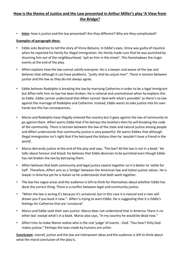 A View from the Bridge (Justice/Law) - Revision notes and essay ...