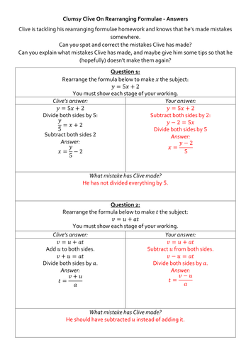 Rearranging Formulae Resources | Tes Rearranging Formulae Resources | Tes