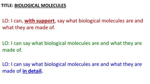 GCSE - Biology - BIOLOGICAL MOLECULES | Teaching Resources