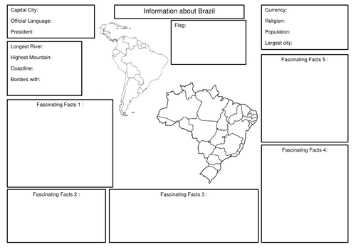 All About Brazil - research Template | Teaching Resources