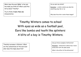 Outstanding KS3 Timothy Winters poetry lesson, fully resourced with ...