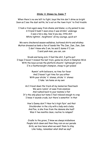 Popular contemporary Song Lyrics Poetry lessons | Teaching Resources