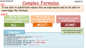 Substituting Numbers into an Expression | Teaching Resources
