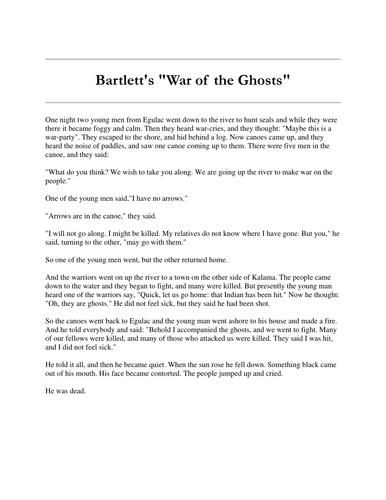AQA GCSE Psychology 2019 spec – Lesson 6 Bartlett's War of the Ghosts ...