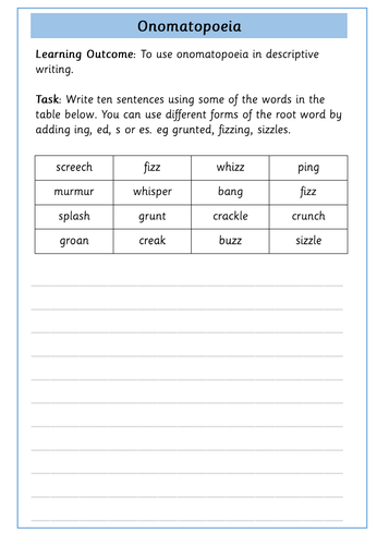 Onomatopoeia Worksheets | Teaching Resources