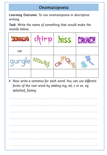 Onomatopoeia Worksheets | Teaching Resources
