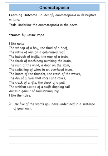 Onomatopoeia Worksheets | Teaching Resources