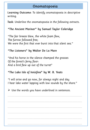 Onomatopoeia Worksheets | Teaching Resources