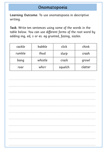 Onomatopoeia Worksheets | Teaching Resources
