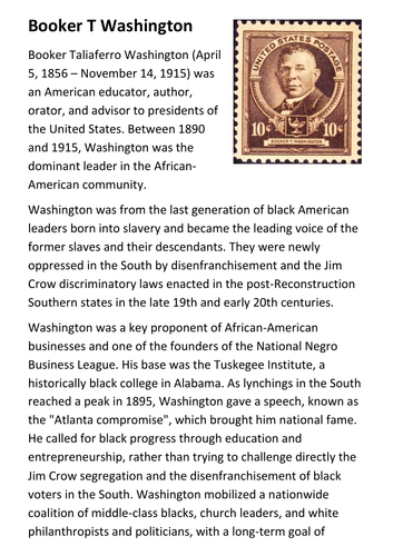 Booker T Washington Handout | Teaching Resources