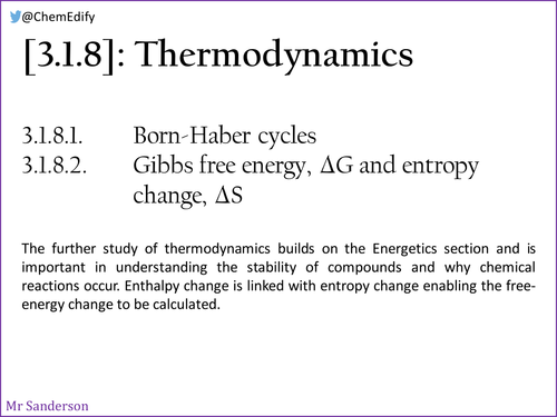 AQA A-Level Chemistry [3.1.8] Thermodynamics [New Specification (2016 ...