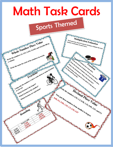 Sports Themed Math Task Cards | Teaching Resources