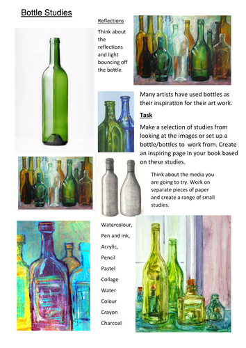 Art sketchbook inspiration and task sheets. | Teaching Resources