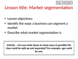 GCSE Market Segmentation Lesson Resources | Teaching Resources