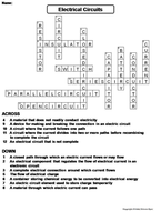 Electrical Circuits Crossword Puzzle | Teaching Resources