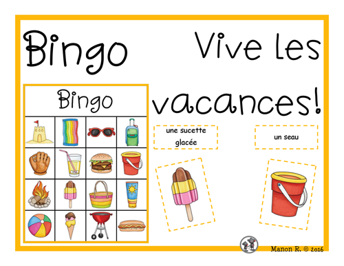 Bingo vive les vacances! (Summer Break Bingo) | Teaching Resources