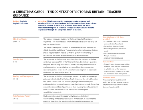 A Christmas Carol: The Context of Victorian Britain! | Teaching Resources
