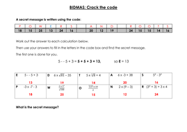 BIDMAS crack the code Worksheet with Soultions - Edexcel KS3 | Teaching ...