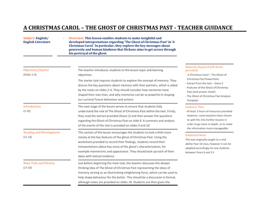 A Christmas Carol: The Ghost of Christmas Past! | Teaching Resources