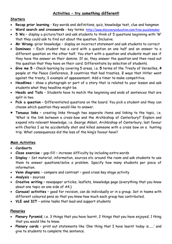 Teaching and Learning Support - New Activities | Teaching Resources