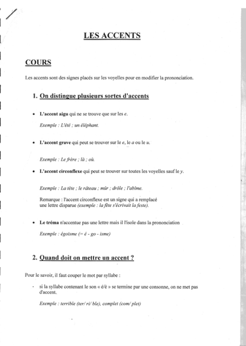 Accents in French (les accents)_theory+exercises | Teaching Resources