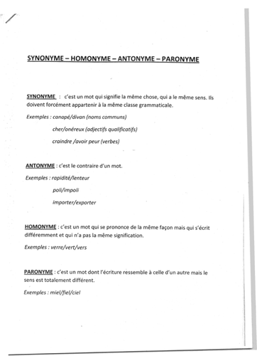 Synonyme-Homonyme-Antonyme-Paronyme (in French)_theory+exercises ...
