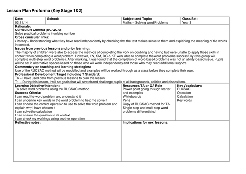 Maths RUCSAC Word Problems Lesson Year 3 | Teaching Resources Maths RUCSAC Word Problems Lesson Year 3 | Teaching Resources