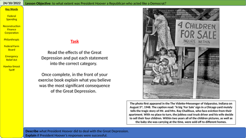 Hoover's Response to the Great Depression | Teaching Resources