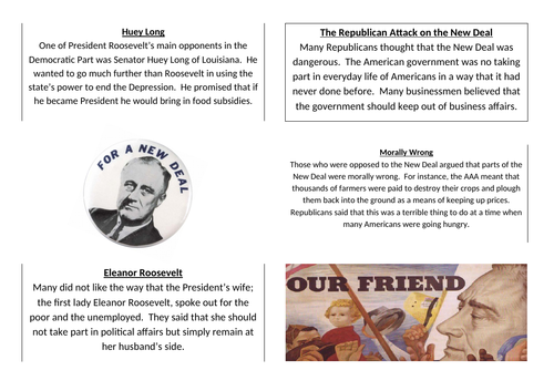 Opposition and Criticisms of The New Deal | Teaching Resources