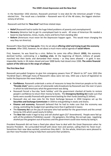 Successes and Limitations of The New Deal | Teaching Resources