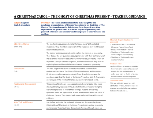 A Christmas Carol: The Ghost of Christmas Present! | Teaching Resources